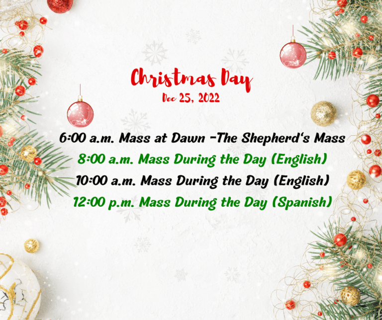 Christmas Day Schedule – St. Isaac Jogues Catholic Church